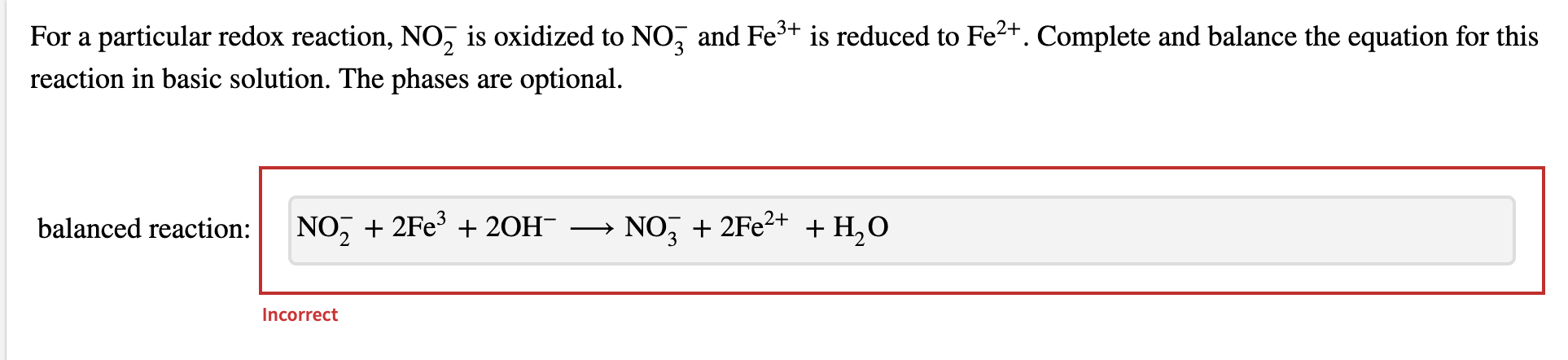 Solved For a particular redox reaction, NO, is oxidized to | Chegg.com