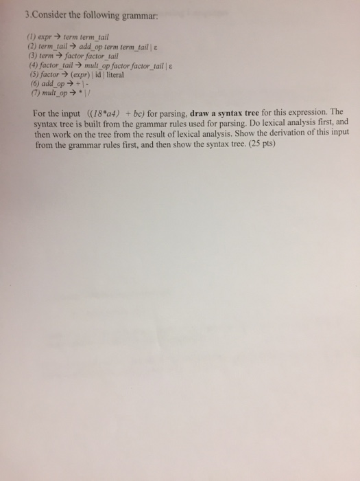 Solved Consider the following grammar: expr rightarrow term | Chegg.com