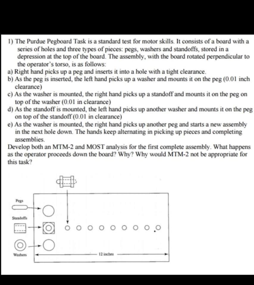 Solved 1) The Purdue Pegboard Task is a standard test for | Chegg.com