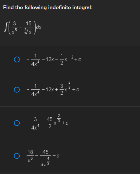 Solved Find the following indefinite | Chegg.com