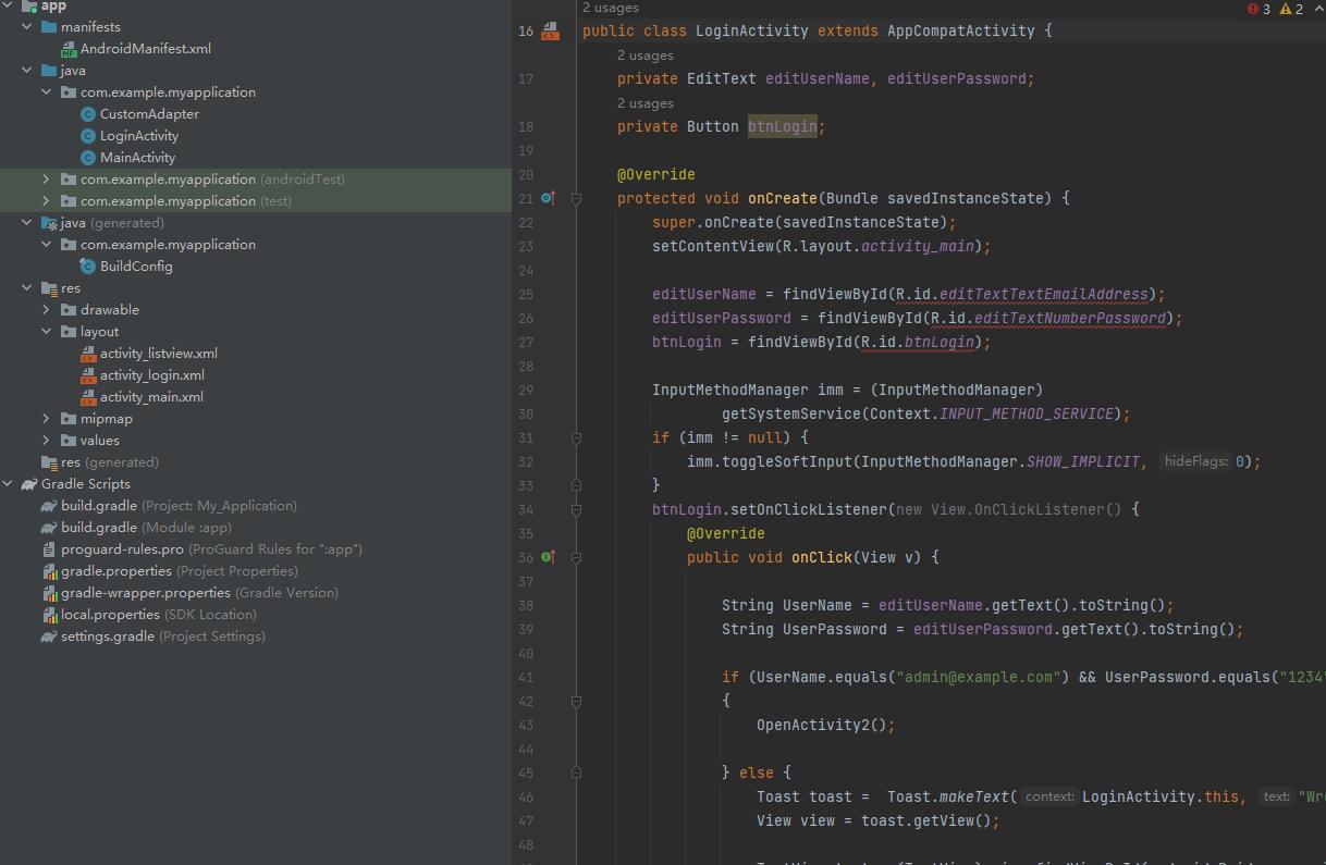 Solved login activity package | Chegg.com