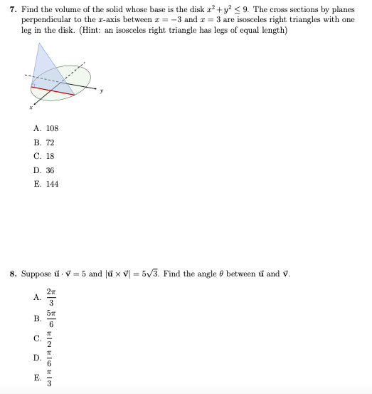 Solved 7. Find the volume of the solid whose base is the | Chegg.com