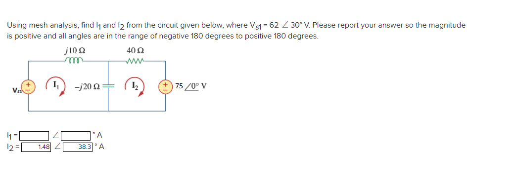 Solved Using mesh analysis, find I1 ﻿and I2 ﻿from the | Chegg.com