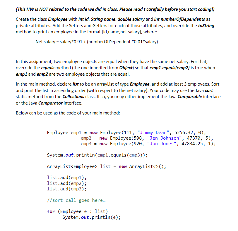 Solved (This HW is NOT related to the code we did in class. | Chegg.com