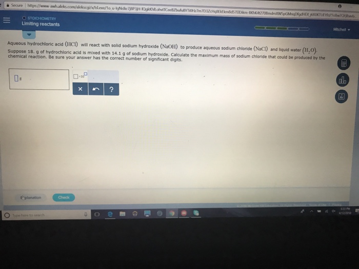 Solved Secure l https//www Limilting reactants Mitchel NaOl) | Chegg.com