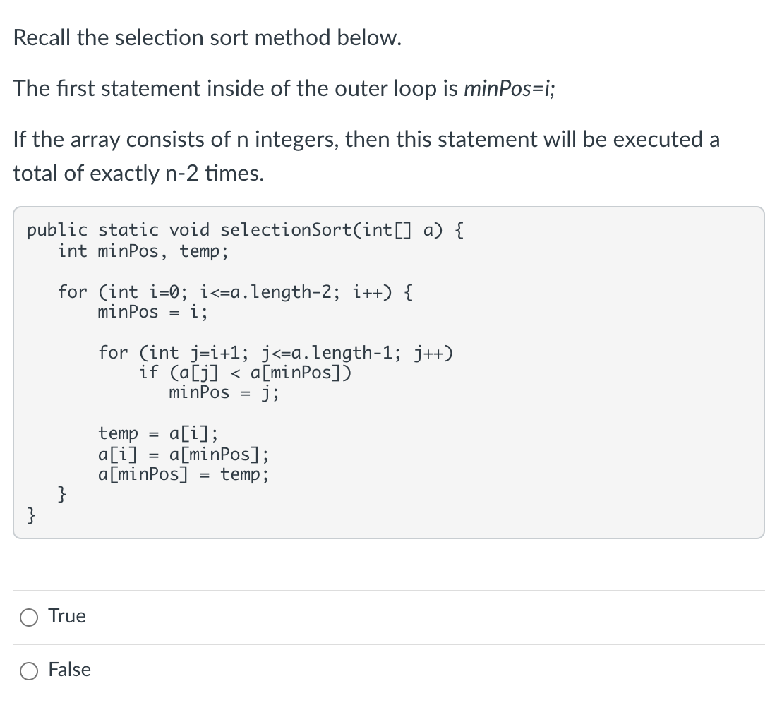 Solved Recall the insertion sort method below. The boolean | Chegg.com