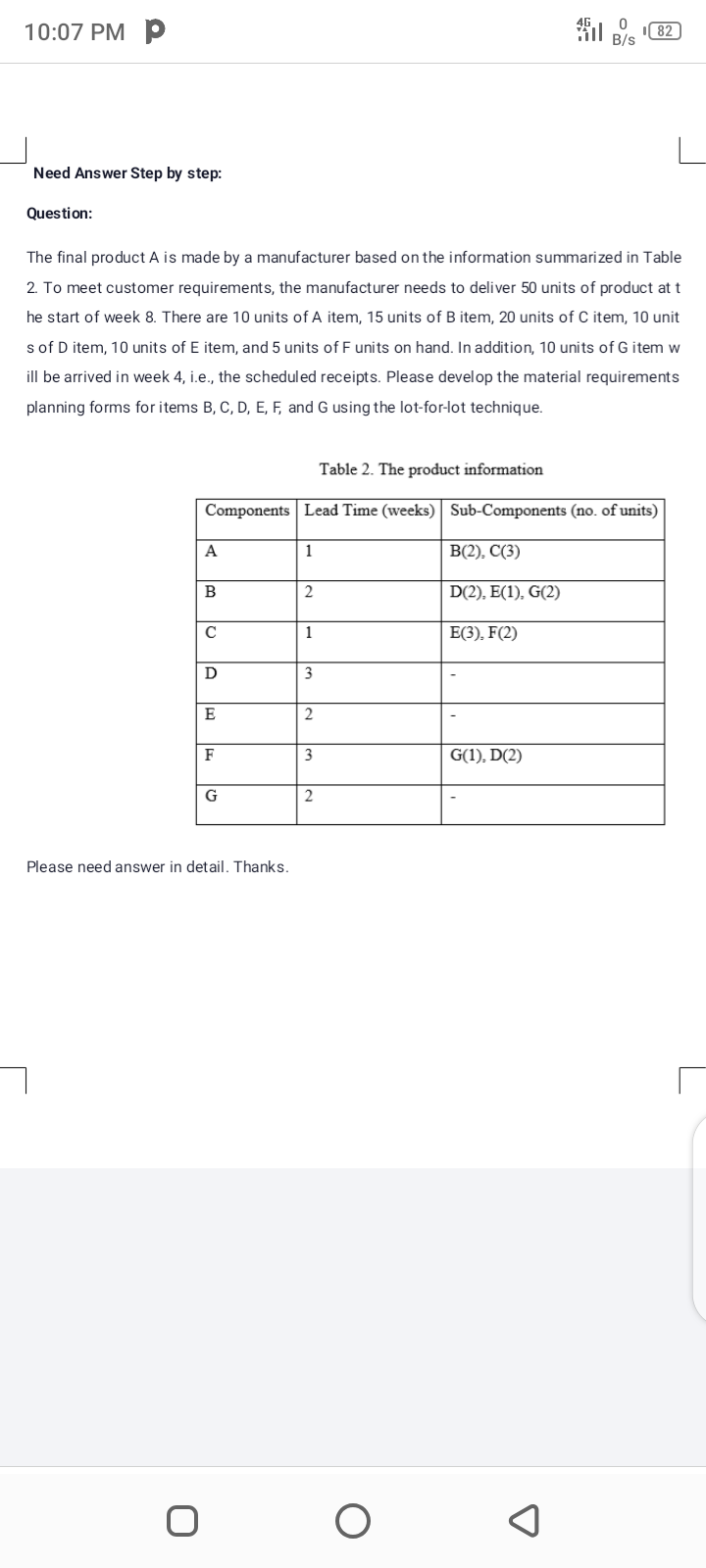 Solved 10:07 PM P 1 B/s 0 82 Need Answer Step by step: | Chegg.com
