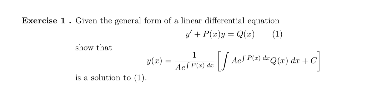 Solved Exercise 1. Given the general form of a linear | Chegg.com