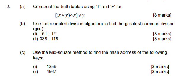 Solved (a) Construct the truth tables using ' T ' and ' F ' | Chegg.com