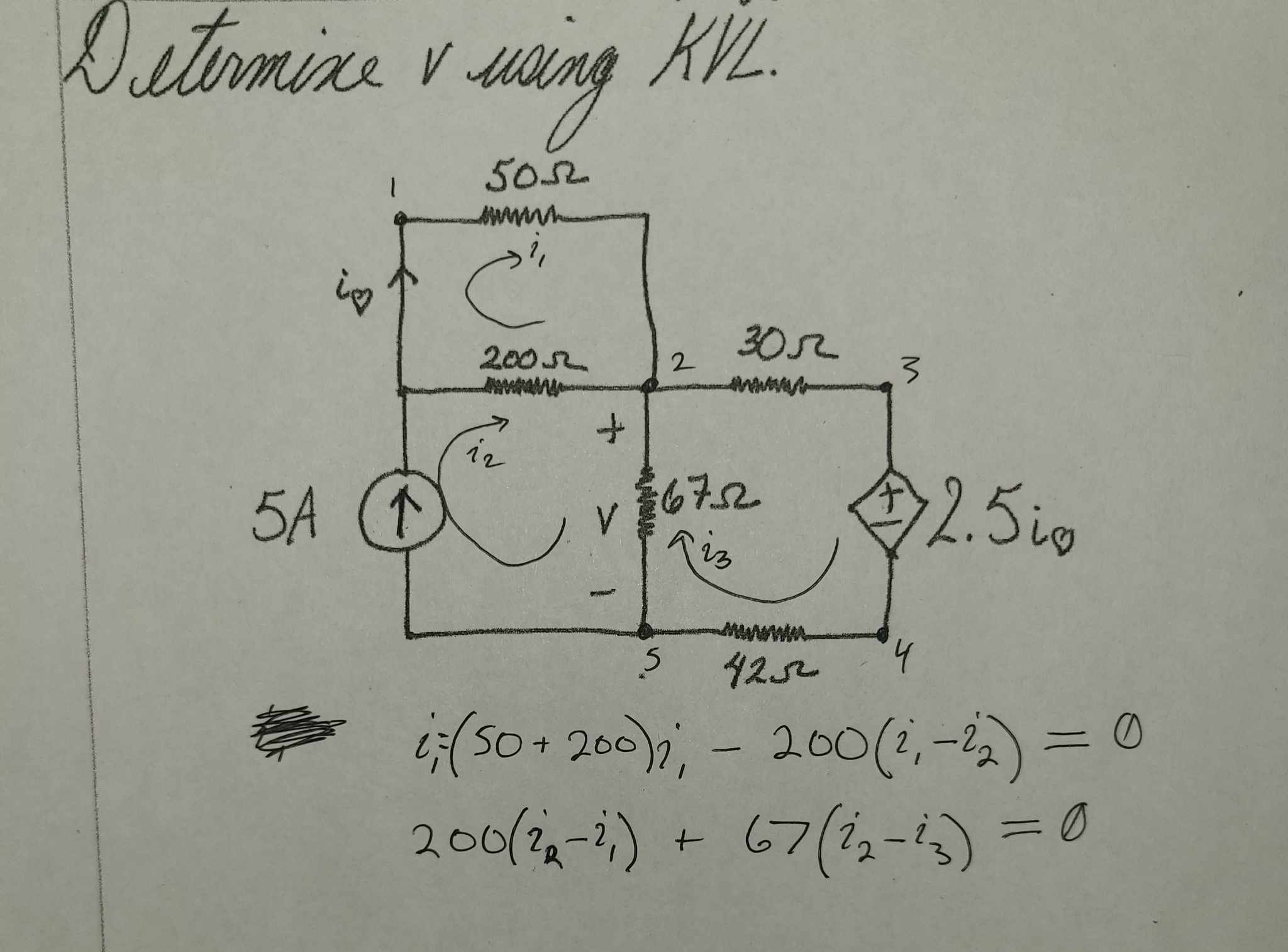 Solved Determixe v using KVL. | Chegg.com