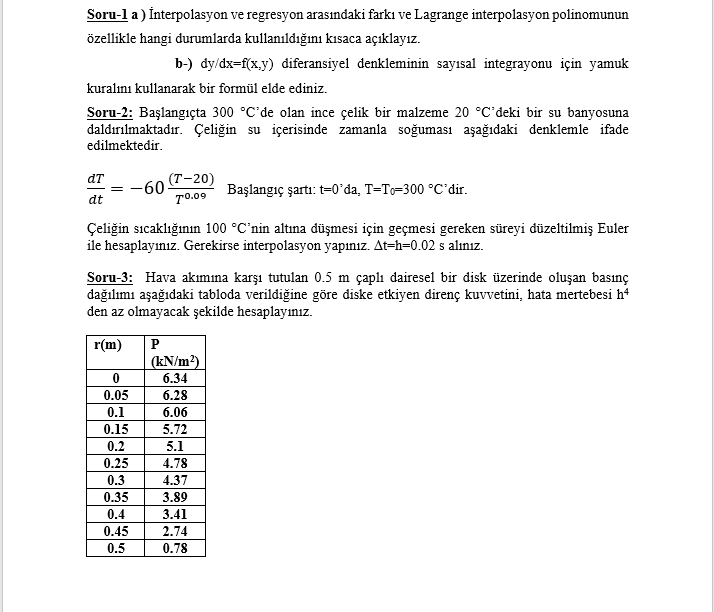 Soru-l a ) Interpolasyon ve regresyon arasındaki | Chegg.com
