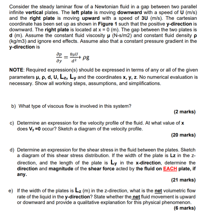 Consider the steady laminar flow of a Newtonian fluid | Chegg.com