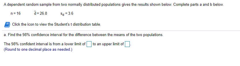 Solved A dependent random sample from two normally | Chegg.com