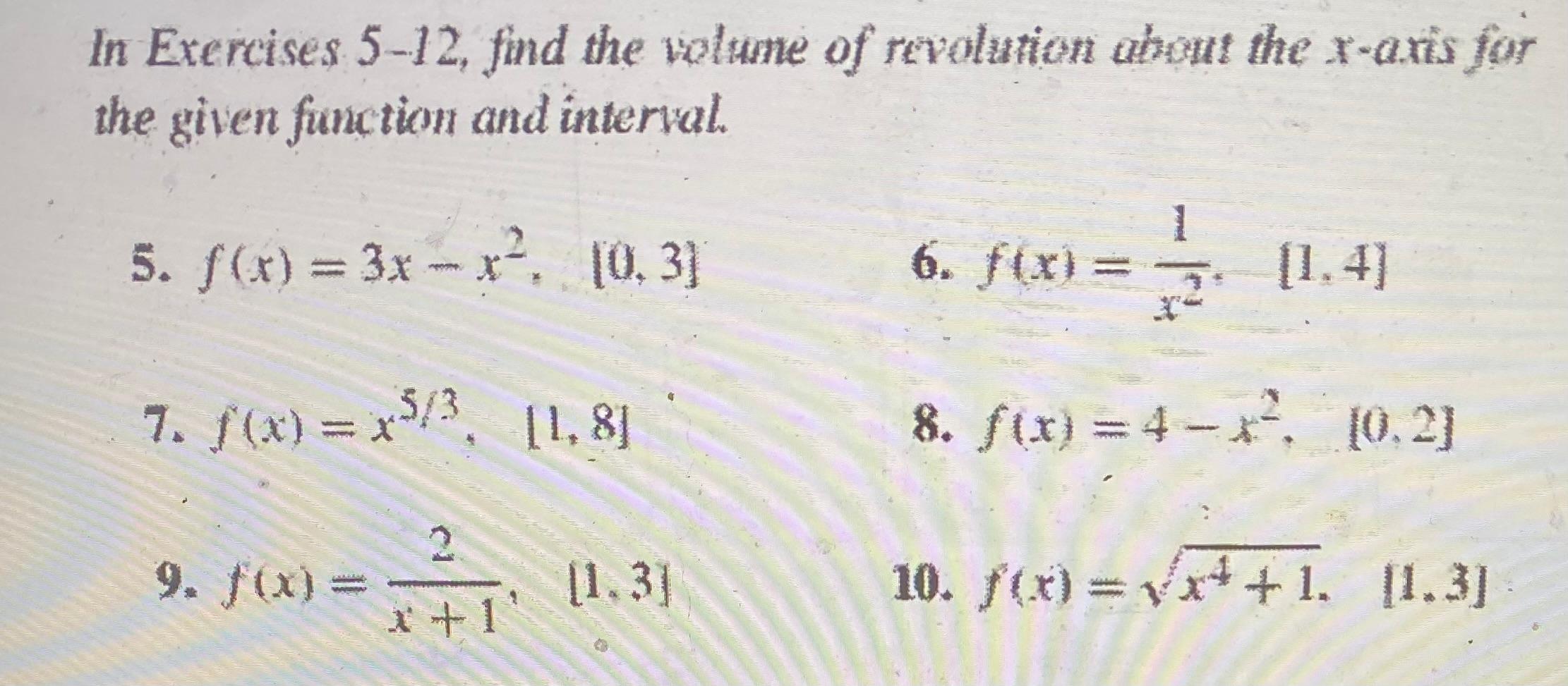 Solved In Exercises 5-12, find the vimme of revolution dout | Chegg.com