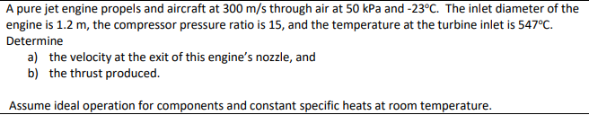 Solved A pure jet engine propels and aircraft at 300 m/s | Chegg.com