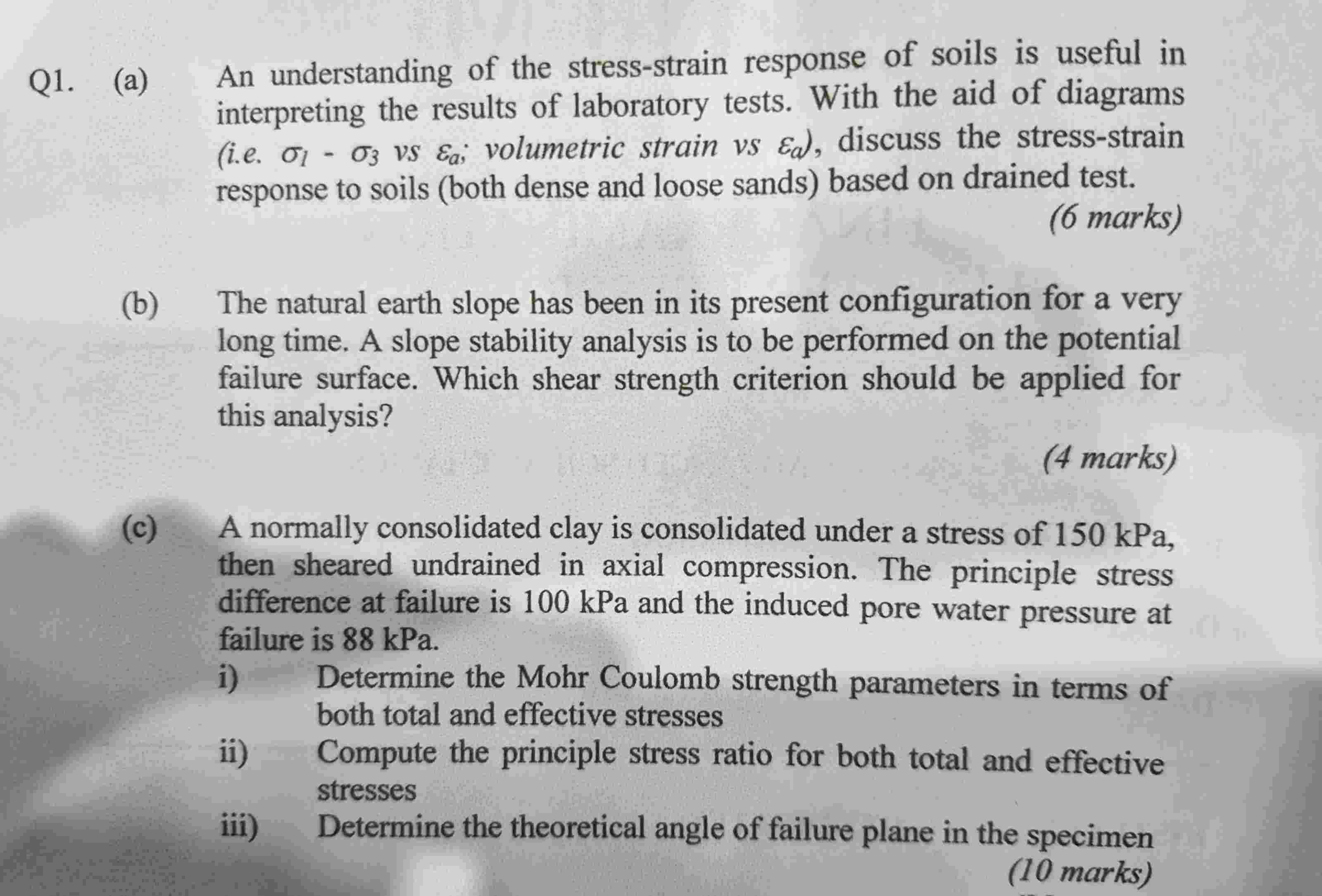 Q1. (a) ﻿An understanding of the stress-strain | Chegg.com