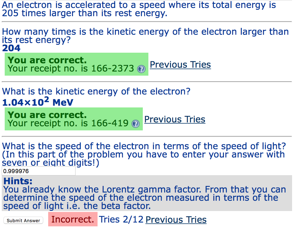 Solved An electron is accelerated to a speed where its total | Chegg.com