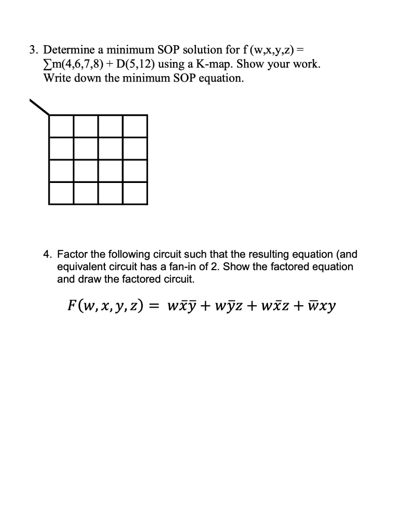 Solved 1. Determine a minimum SOP solution for f(x,y,z) = | Chegg.com