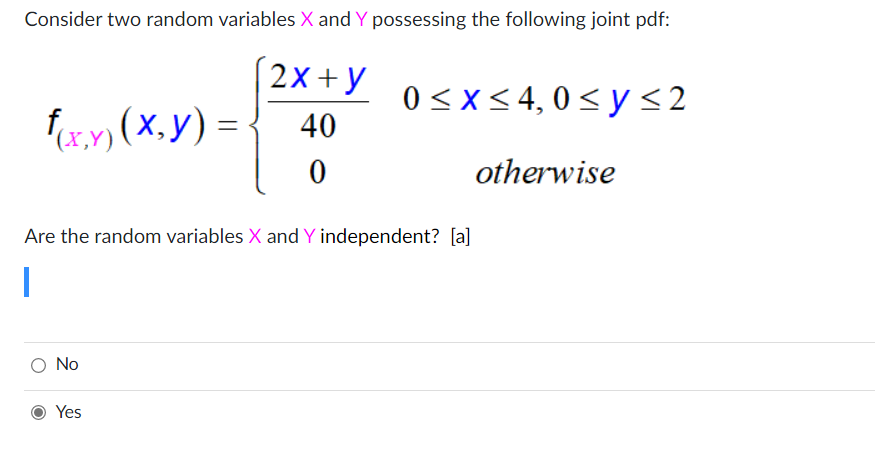 Solved Consider two random variables X and Y possessing the | Chegg.com