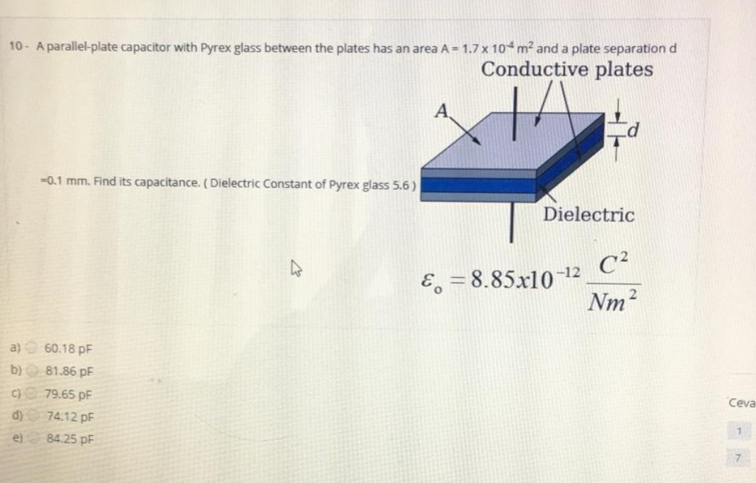 Solved 10 - A parallel-plate capacitor with Pyrex glass | Chegg.com