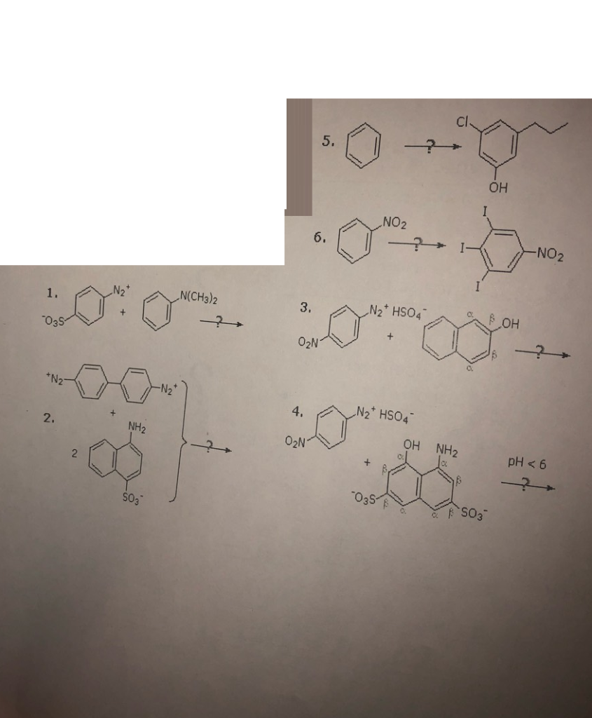 Solved Cl 5 OHO ON -NO2 6. POSHN FOH N(CH3)2 N2 3. 1. O2N N2 | Chegg.com