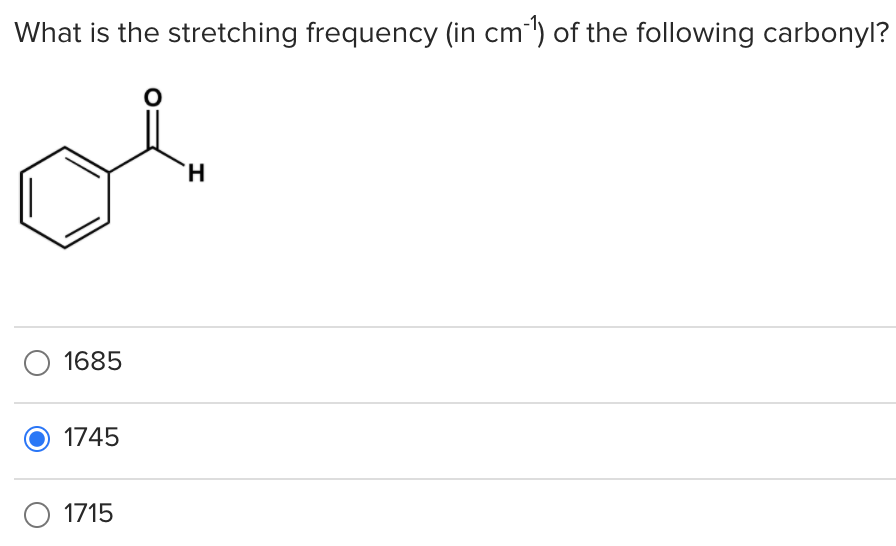 Solved What is the stretching frequency (in cm-1) of the | Chegg.com