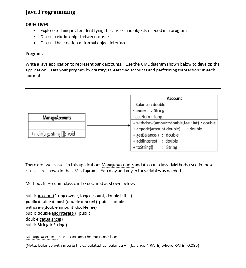 Solved Java Programming OBJECTIVES • Explore techniques for | Chegg.com