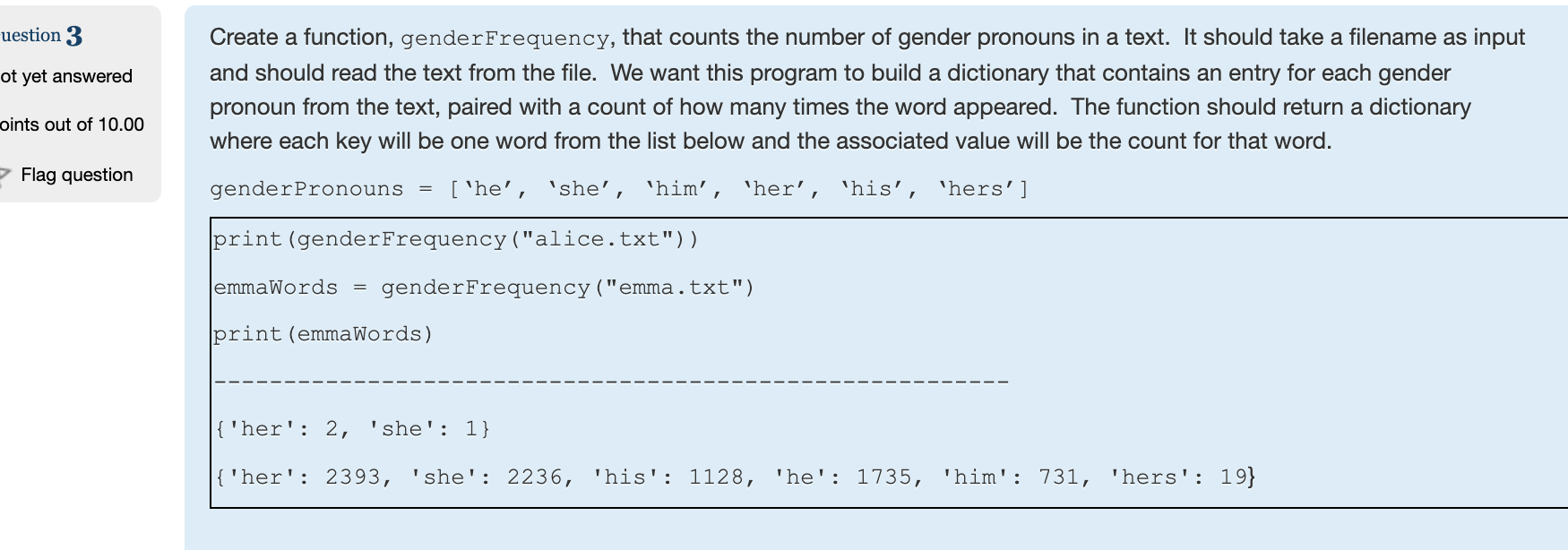 Solved uestion 3 ot yet answered Create a function, | Chegg.com