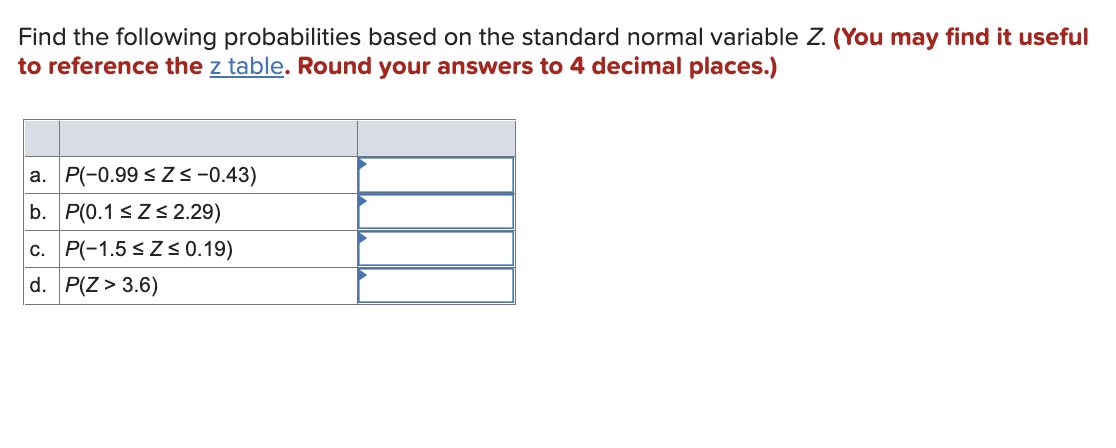 Solved Find the following probabilities based on the | Chegg.com