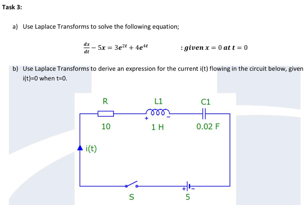 Solved a) Use Laplace Transforms to solve the following | Chegg.com