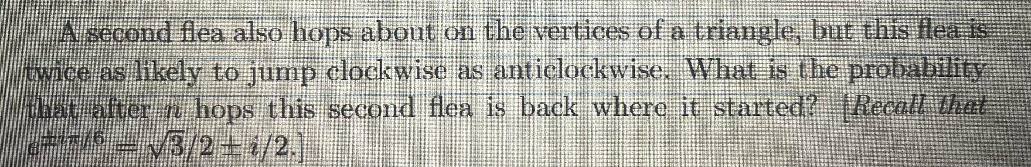 a A second flea also hops about on the vertices of a | Chegg.com
