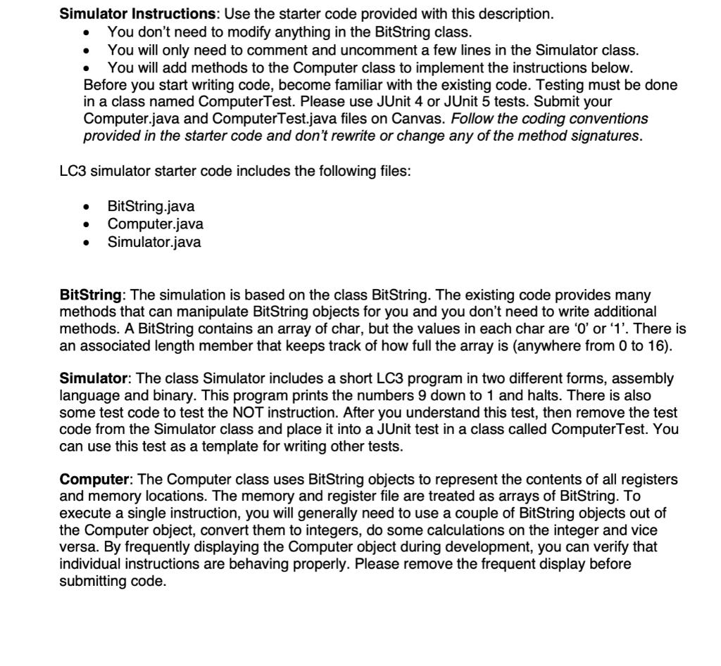 Solved Simulator Instructions: Use the starter code provided | Chegg.com