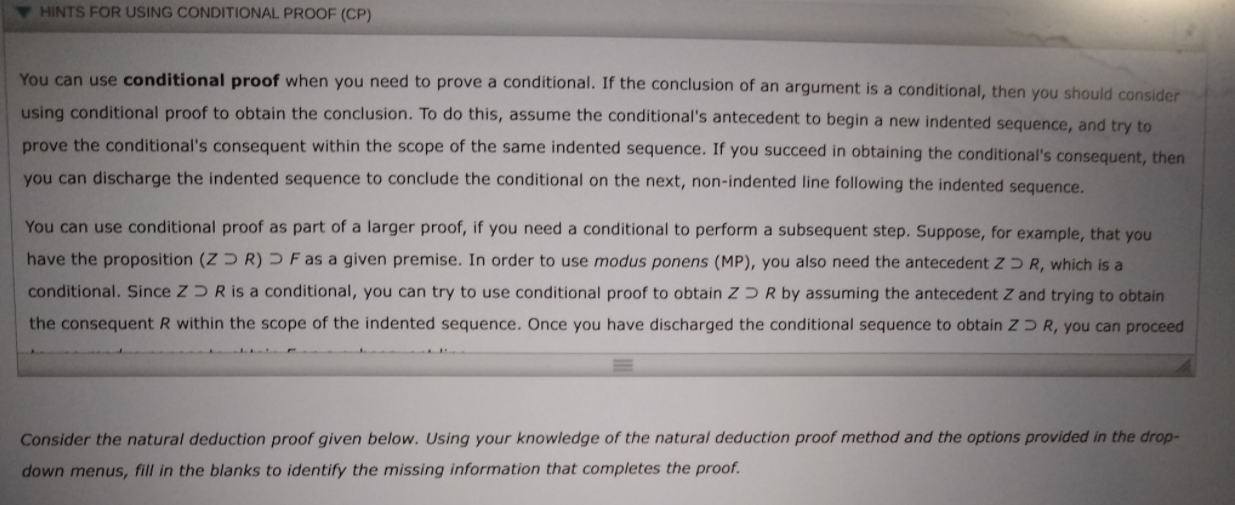 Solved HINTS FOR USING CONDITIONAL PROOF (CP) You can use | Chegg.com