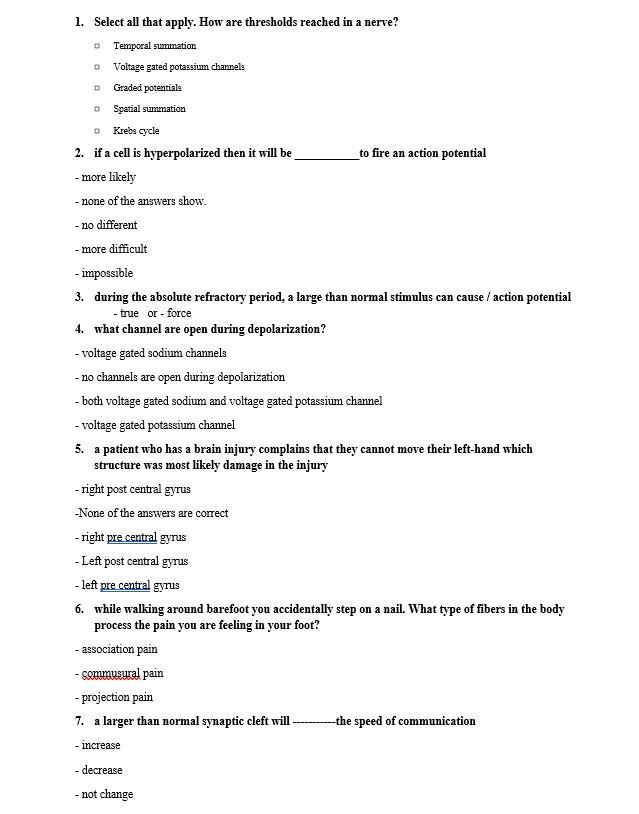 Solved 1. Select all that apply. How are thresholds reached | Chegg.com