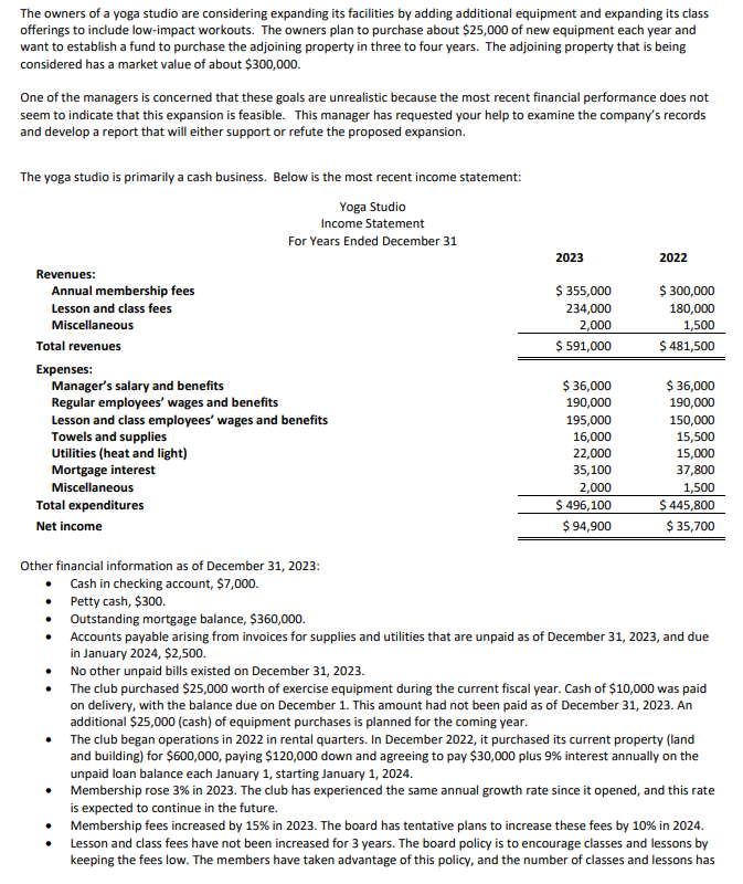 increased significantly each year. The club expects | Chegg.com