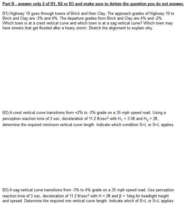 Solved Part B - answer only 2 of B1,B2 or B3 and make sure | Chegg.com