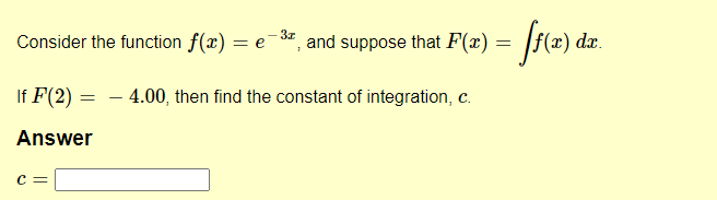 Solved Consider the function f(x)=e−3x, and suppose that | Chegg.com