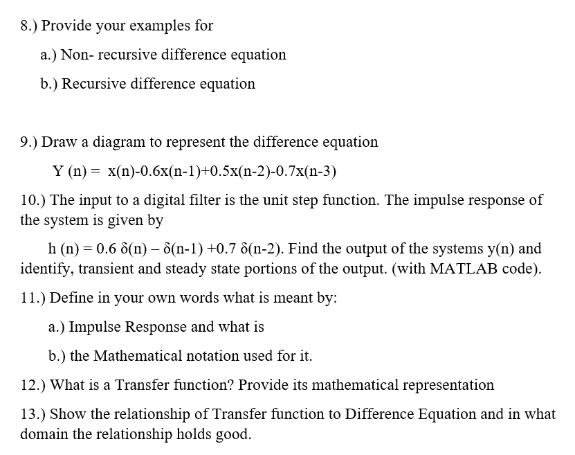 Solved 8.) Provide your examples for a.) Non- recursive | Chegg.com