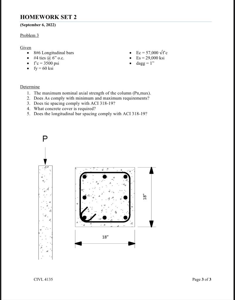 Solved - 8#6 Longitudinal bars - Ec=57,000f′c - #4 | Chegg.com