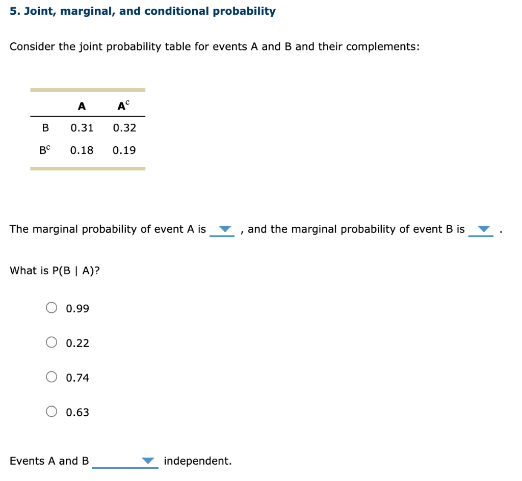 Solved 5. Joint, marginal, and conditional probability | Chegg.com