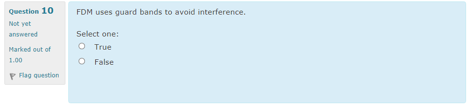 Solved Question 10 FDM uses guard bands to avoid | Chegg.com