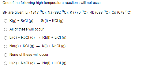 Solved One of the following high temperature reactions will | Chegg.com
