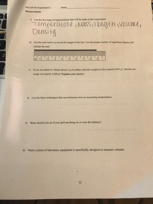 Solved Pre-Lab for Experiment 2 Measurements Name 1) List | Chegg.com