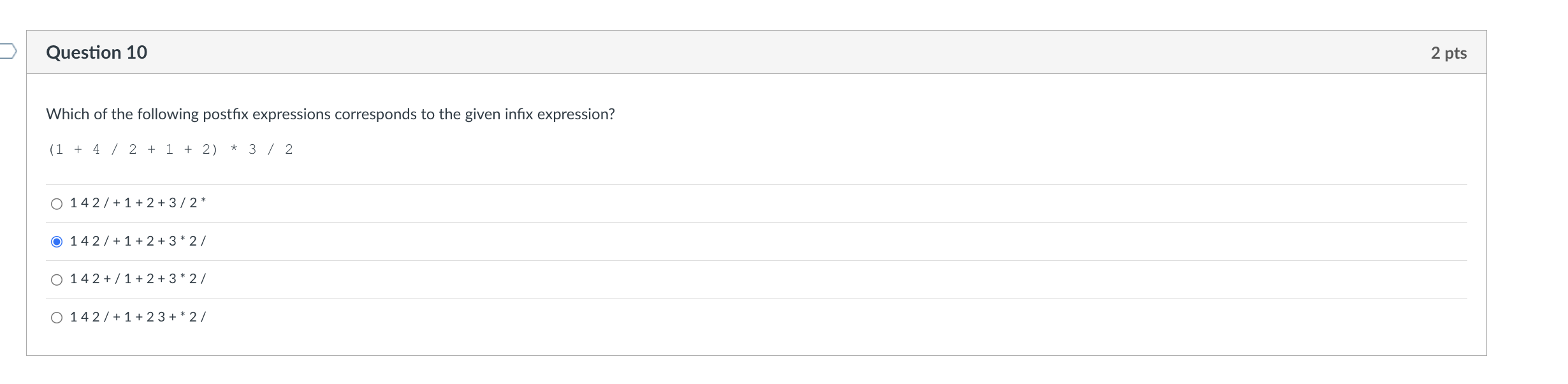 Solved Question 10Which of the following postfix expressions | Chegg.com