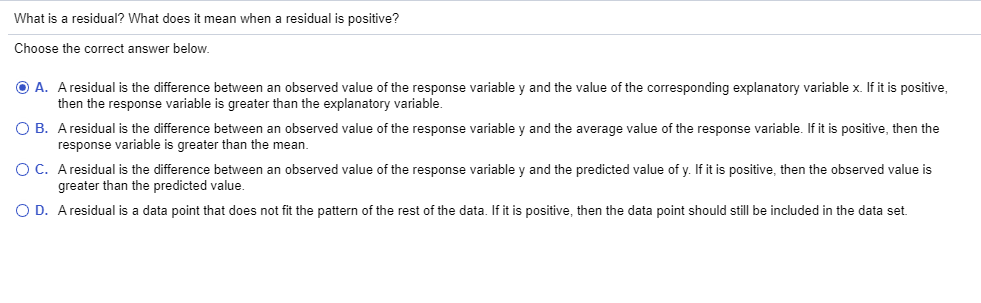 Solved What Is A Residual What Does It Mean When A Residual Chegg