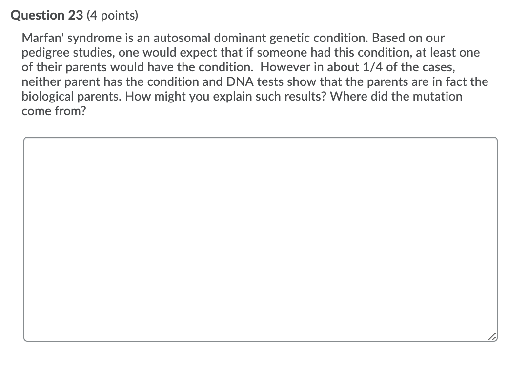 Solved Question 23 (4 points) Marfan' syndrome is an | Chegg.com