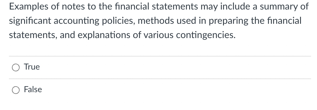 Solved Examples of notes to the financial statements may | Chegg.com