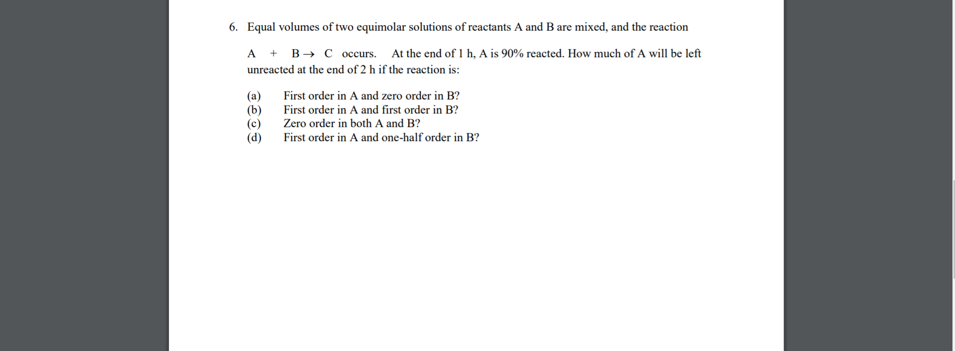 Solved 6. Equal volumes of two equimolar solutions of | Chegg.com