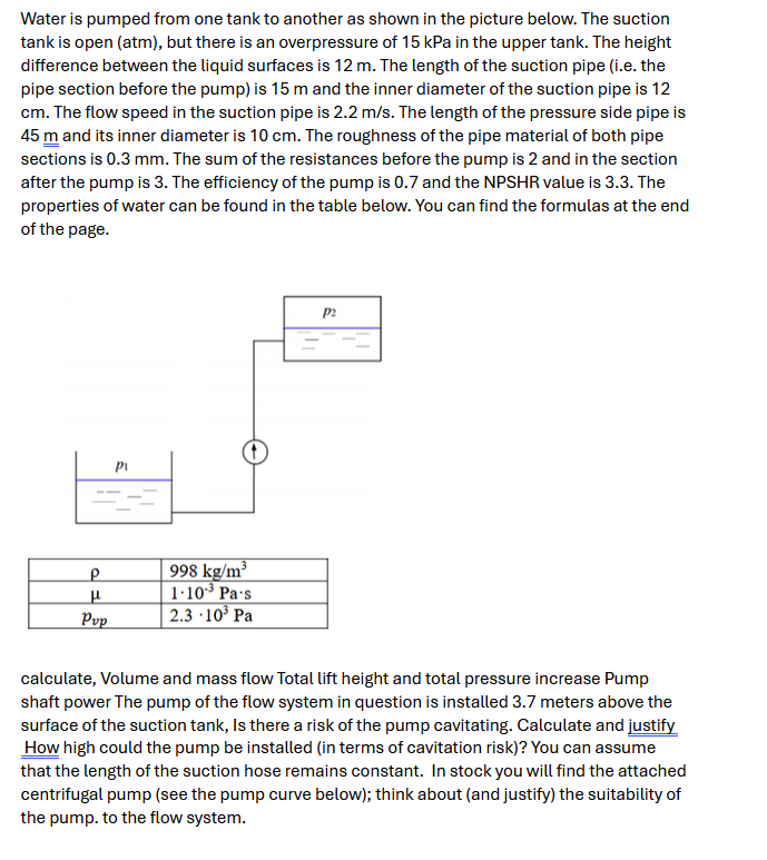 Solved Water is ﻿pumped from one tank to ﻿another as ﻿shown | Chegg.com