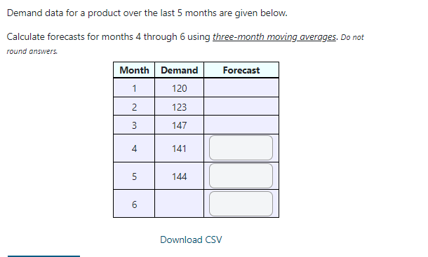 Solved Demand data for a product over the last 5 months are | Chegg.com